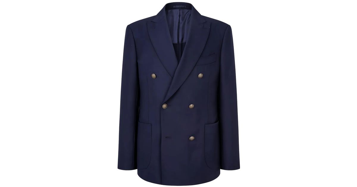 MAN ON THE BOON. Wool Double-Breasted Blazer in Blue for Men | Lyst