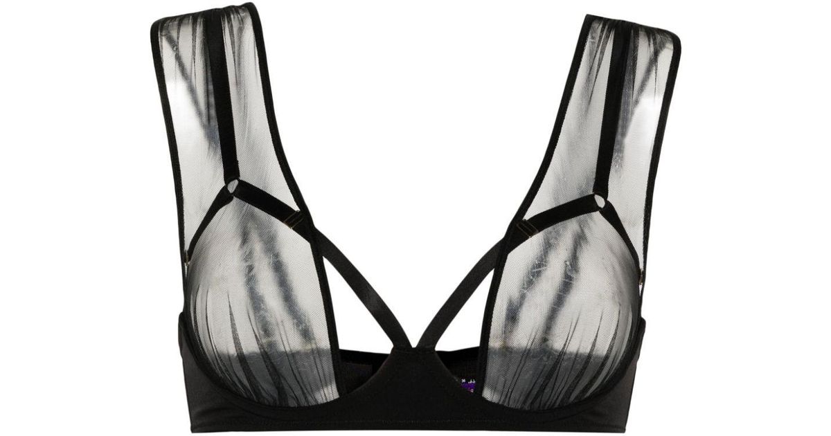 Maison Close Sheer Mesh Panelled Bra In Black Lyst