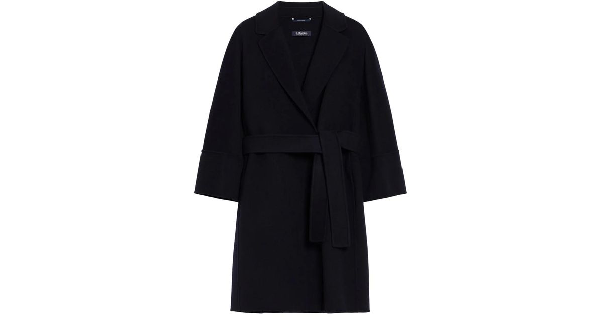 Max Mara Arona Belted Double-Faced Wool Coat in Black | Lyst