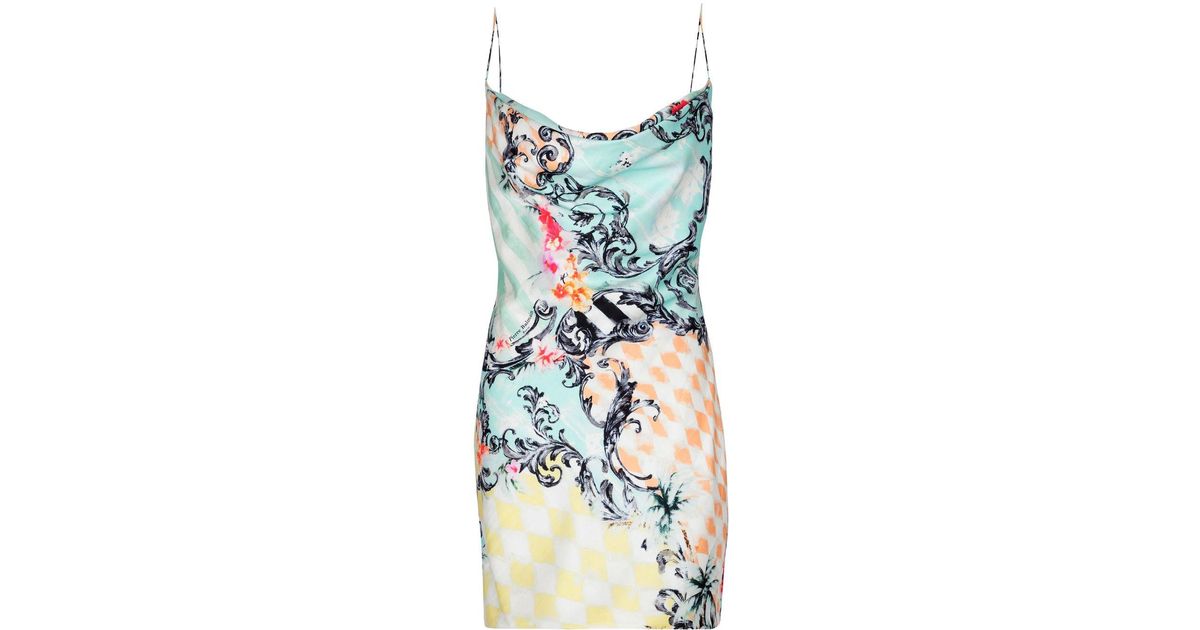 Balmain バロックプリント ドレス ブルー | Lyst