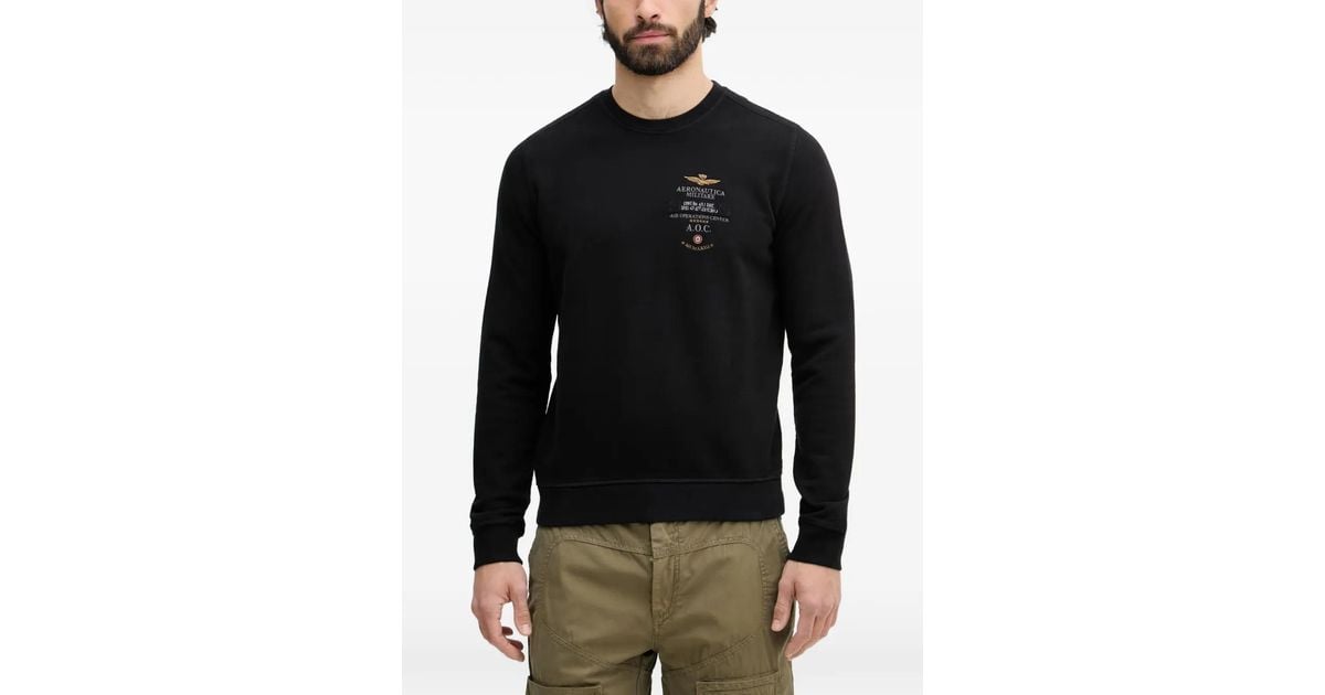 Aeronautica Militare Embroidered Logo-Patch Sweater in Black for Men ...