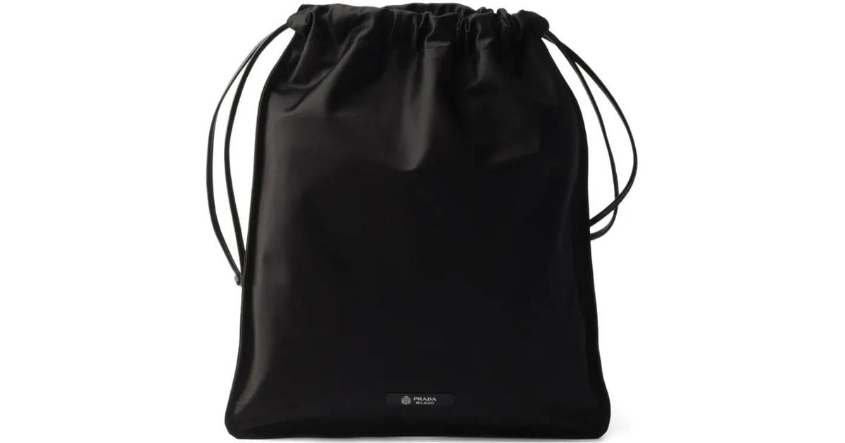 Prada Wish Drawstring Logo Pouch in Black | Lyst UK