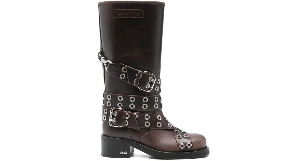 Mach & Mach 50Mm Buckle-Belt Leather Boots in Black | Lyst