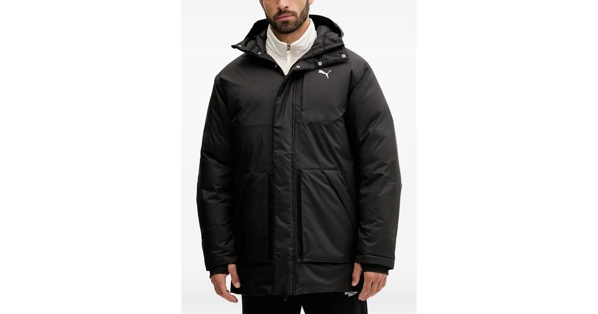 PUMA Hooded Logo Jacket in Black for Men | Lyst UK