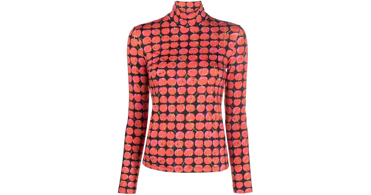 La DoubleJ Cherry-Print Turtle Neck Top | Lyst UK
