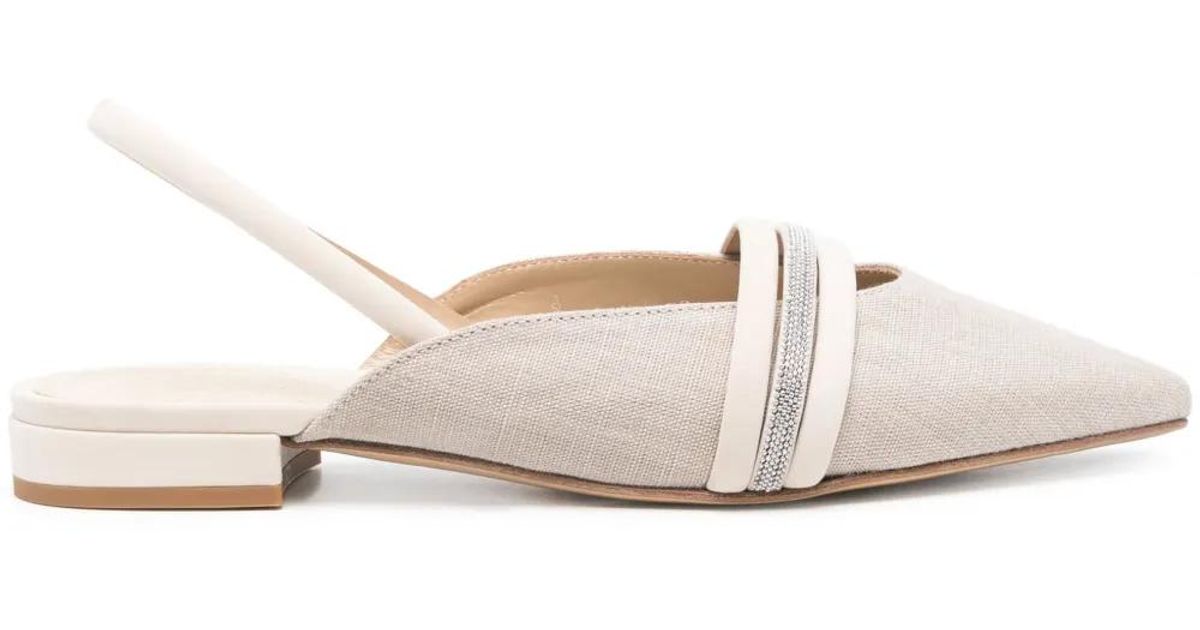Peserico Leather Slingback Ballet Flats in White | Lyst