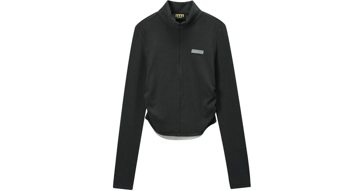 Mini Cream Ruched Long-Sleeve Jacket in Black | Lyst