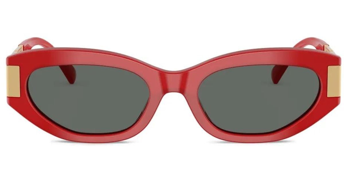 Versace Oval-Frame Sunglasses in Red | Lyst UK