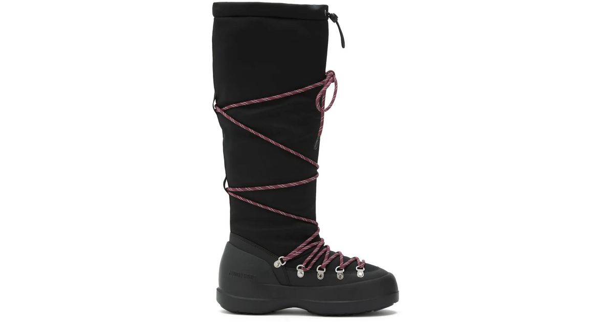 Moon Boot Luna Lace-Up Boots in Black | Lyst UK