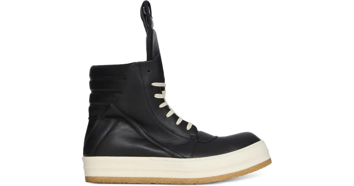 Rick Owens Geobasket Padded Leather High-Top Sneakers in Black for Men ...