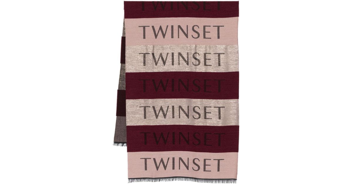 Twin Set Logo-Jacquard Scarf in Purple | Lyst UK