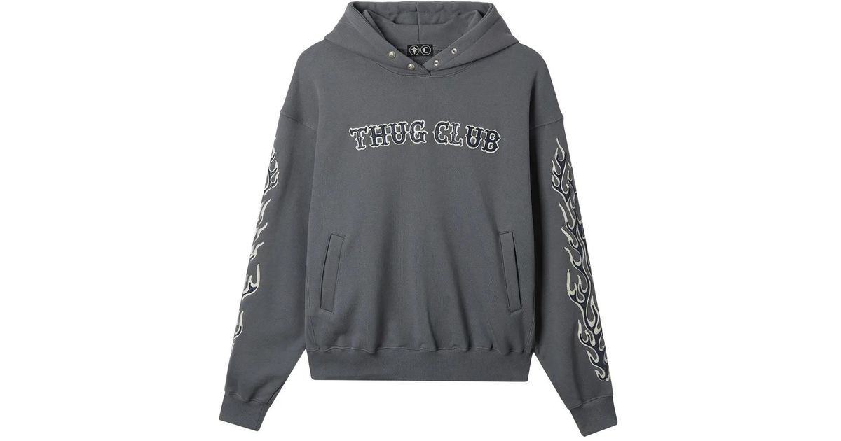 THUG CLUB Flame Hoodie in Grey for Men | Lyst UK