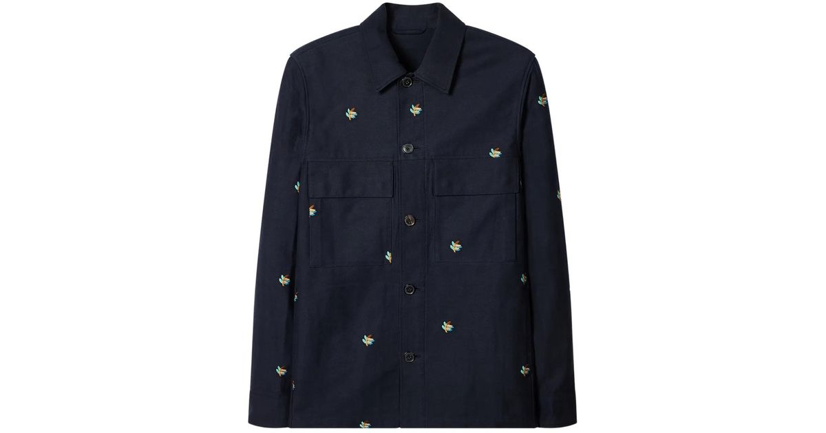 Paul Smith Embroidered Pocket Jacket in Blue for Men | Lyst UK