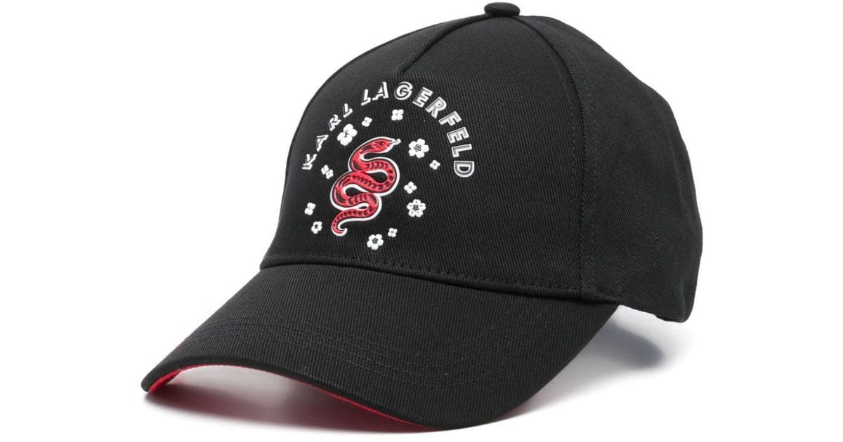 Karl Lagerfeld Snake-Appliqué Baseball Cap in Black | Lyst