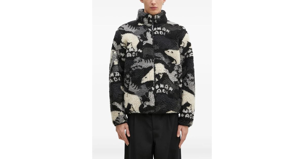 Human Made Polar-Bear Fleece Jacket in Black for Men | Lyst