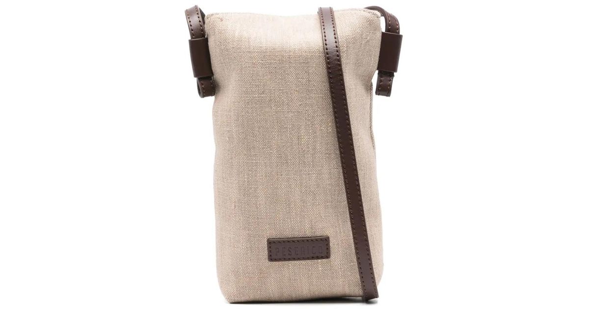 Peserico Logo-Patch Phone Bag in Natural | Lyst UK