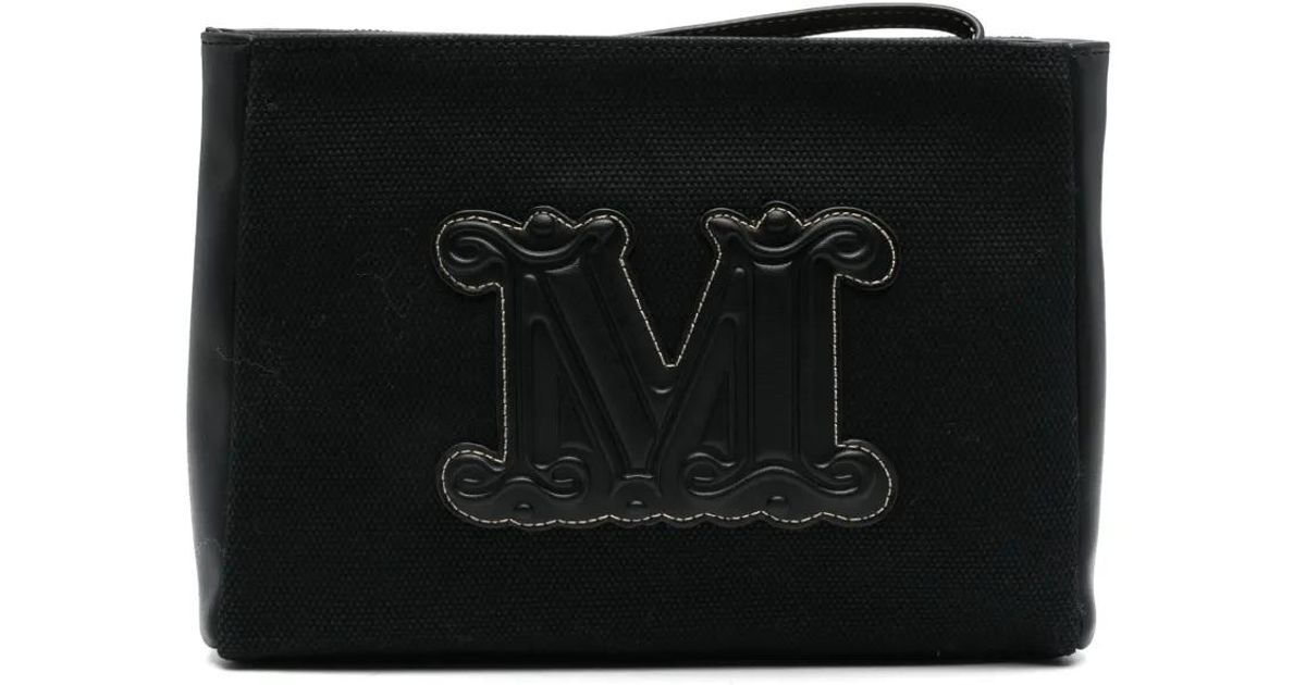 Max Mara Medium Cascia Beach Clutch Bag in Black | Lyst