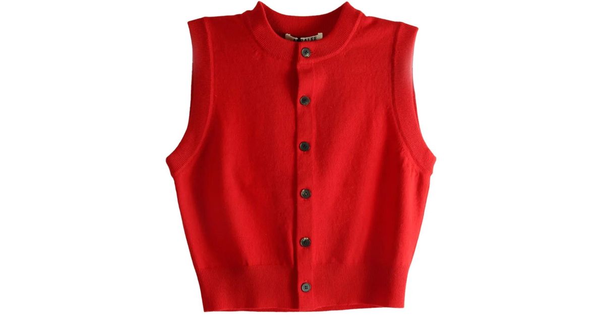 AURALEE Button-Closure Cardigan in Red | Lyst UK