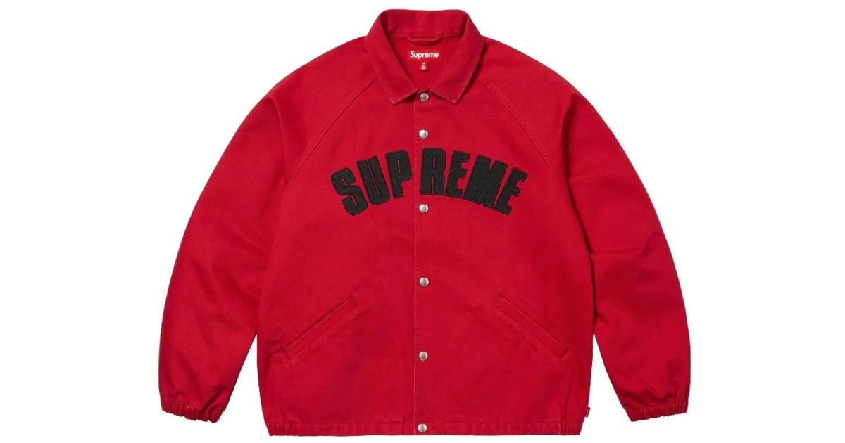 Supreme Arc Coaches Denim Jacket in Red for Men | Lyst
