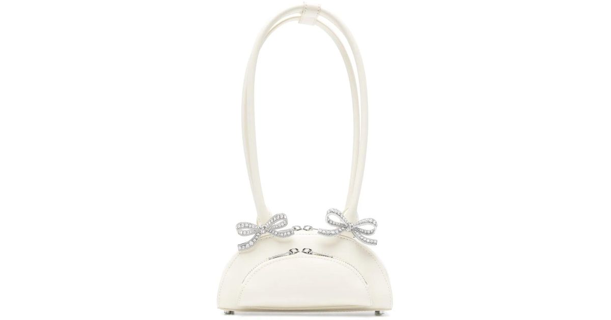 Self-Portrait Mini Curved Shoulder Bag in White | Lyst