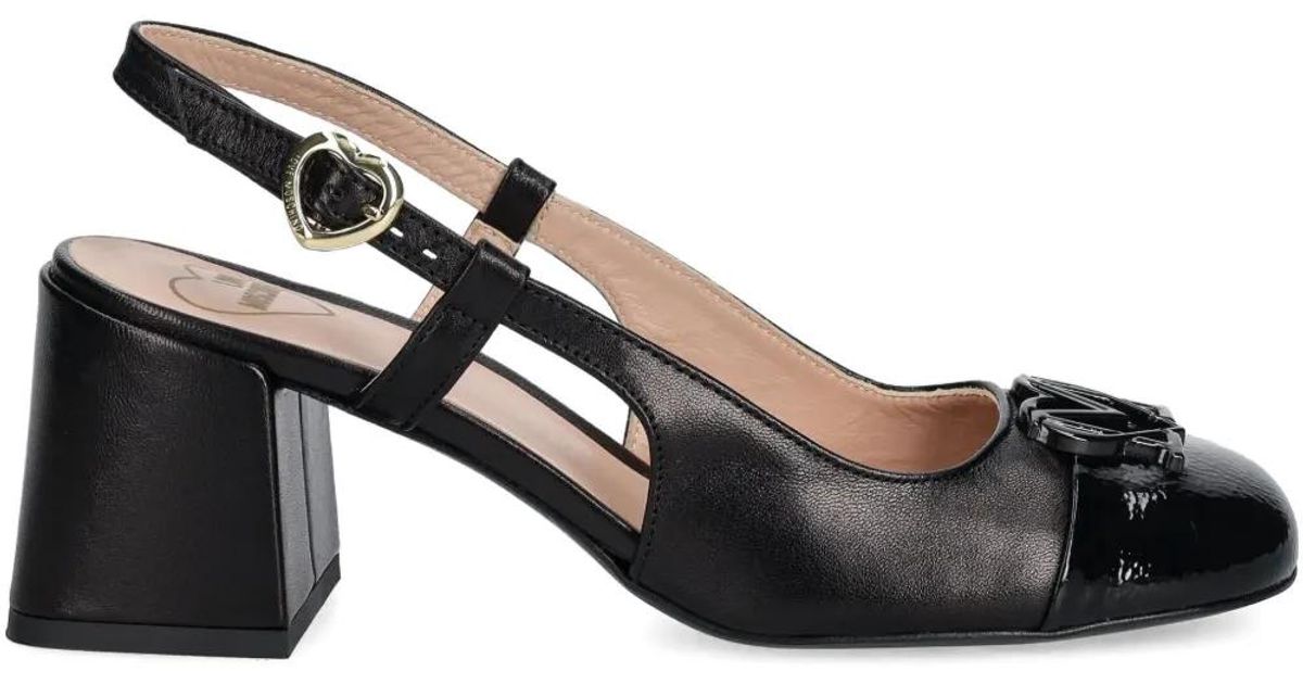 Love Moschino 70Mm Logo-Plaque Pumps in Black | Lyst