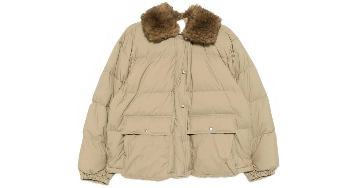 JNBY Shearling-Collared Jacket in Natural | Lyst