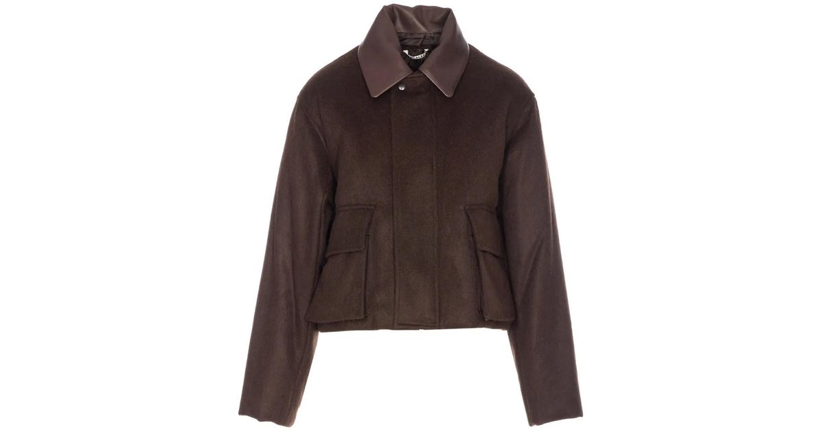 AURALEE Detachable-Collar Padded Jacket in Brown | Lyst UK