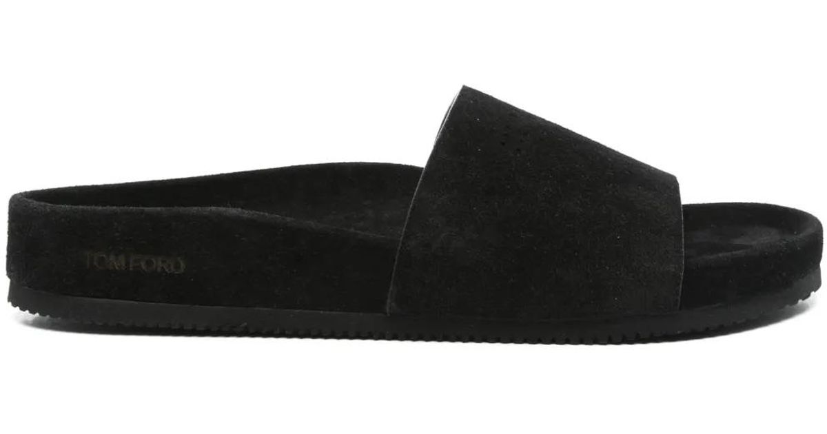 Tom Ford Logo-Perforated Slides in Black for Men | Lyst