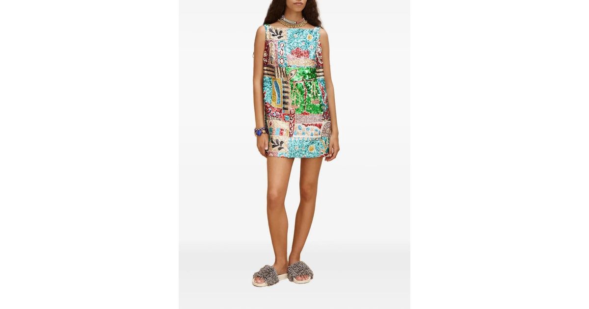 ALÉMAIS Embellished Mini Dress in Green | Lyst UK