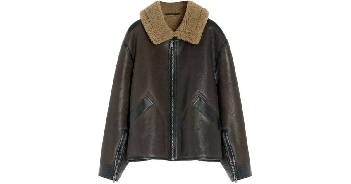 Lemaire Shearling-Trim Jacket in Black for Men | Lyst UK