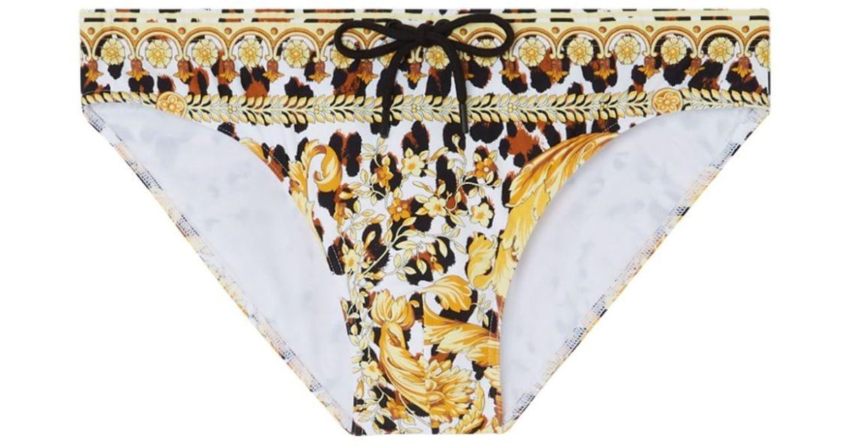 Versace Wild Barocco Swim Briefs in White for Men | Lyst