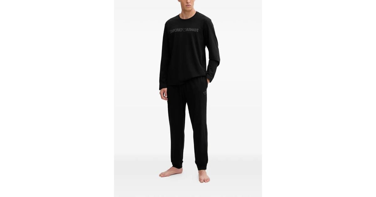 Emporio Armani Logo-Detail Pyjama Set in Black for Men | Lyst UK