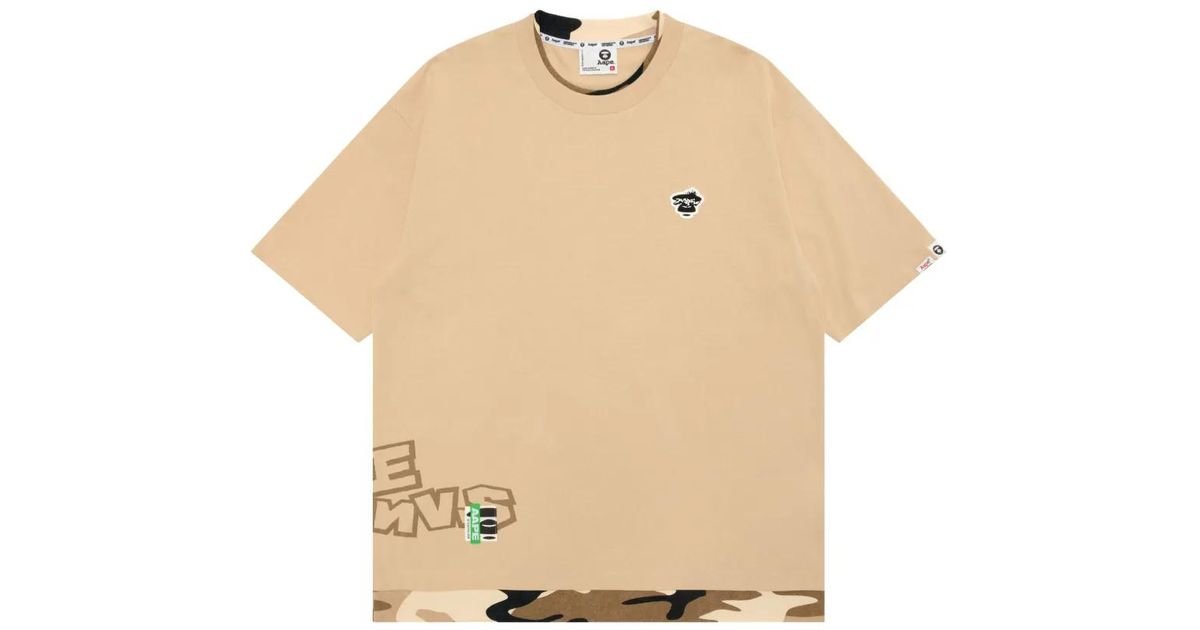Aape By A Bathing Ape Camouflage-Panel T-Shirt in Natural for Men | Lyst UK