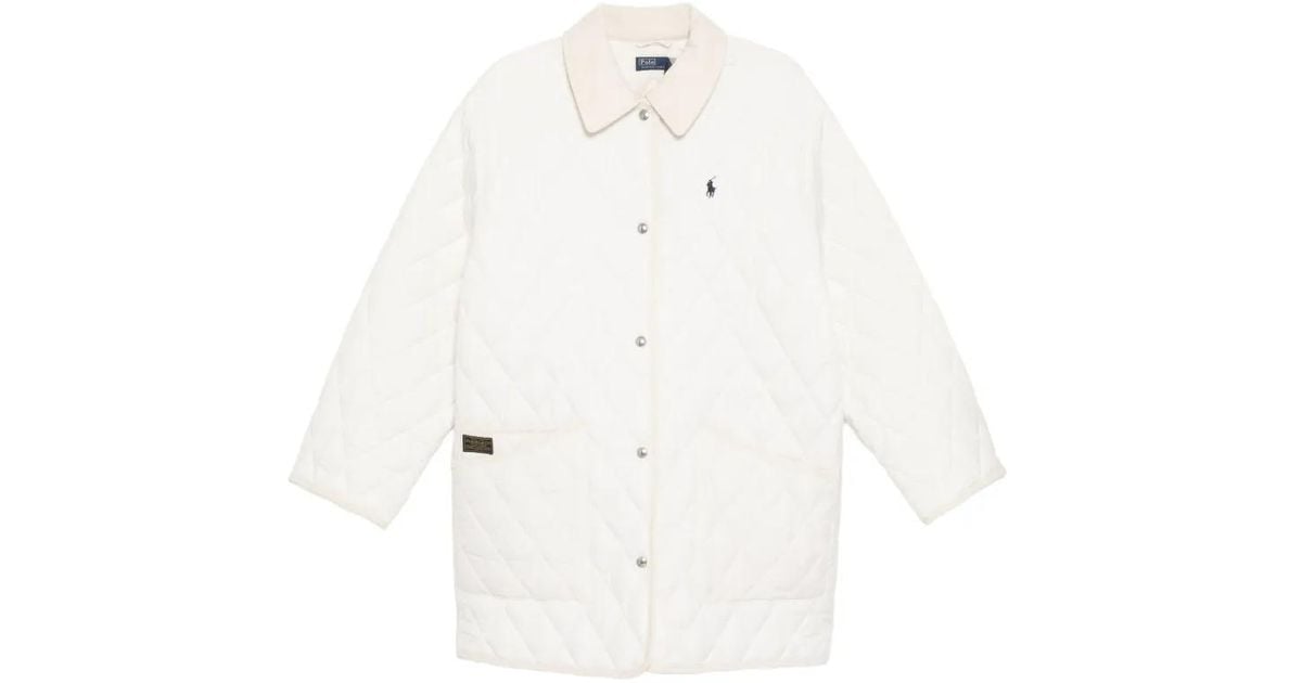 Polo Ralph Lauren Logo-Embroidered Quilted Puffer Jacket in White | Lyst UK