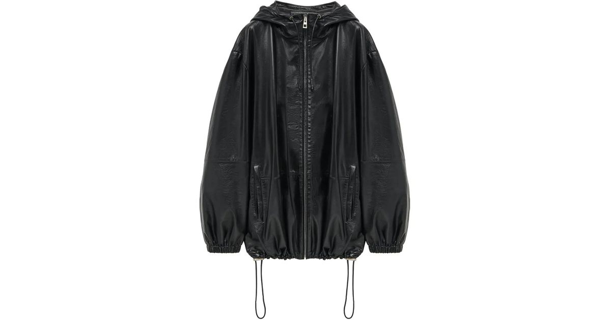 Loewe Zip Closure Hooded Jacket in Black for Men | Lyst