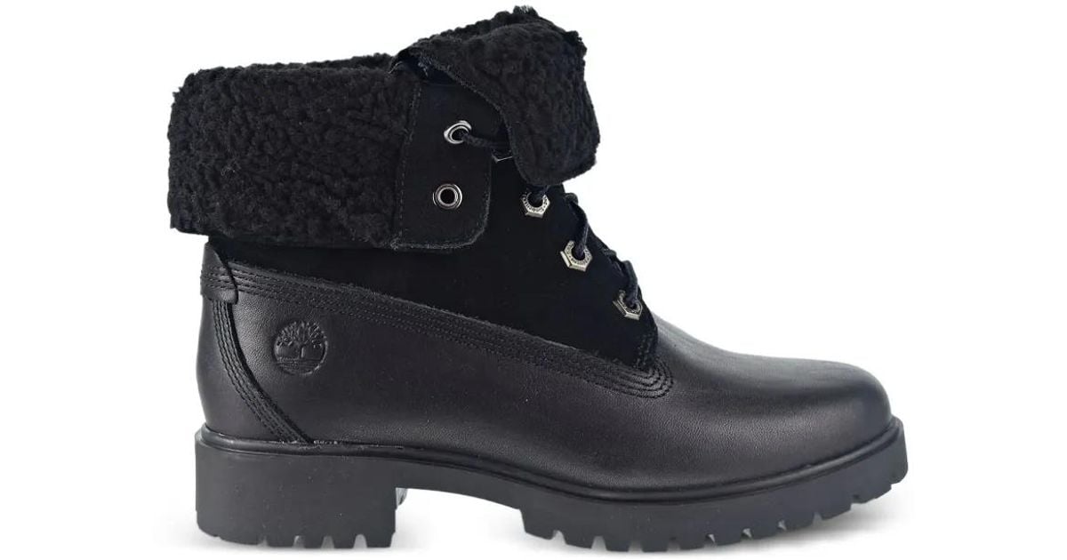 Timberland Jayne Fleece Fold-Down Boots in Blue | Lyst UK