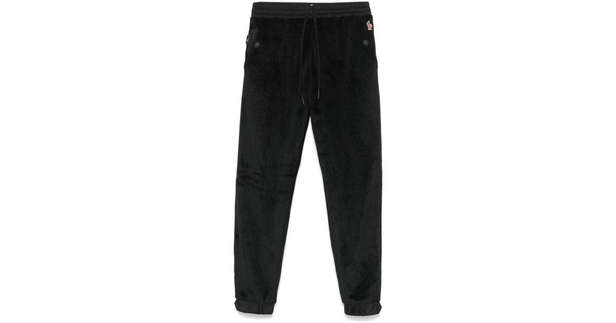 Moncler Fleece-texture Trousers in Black for Men | Lyst