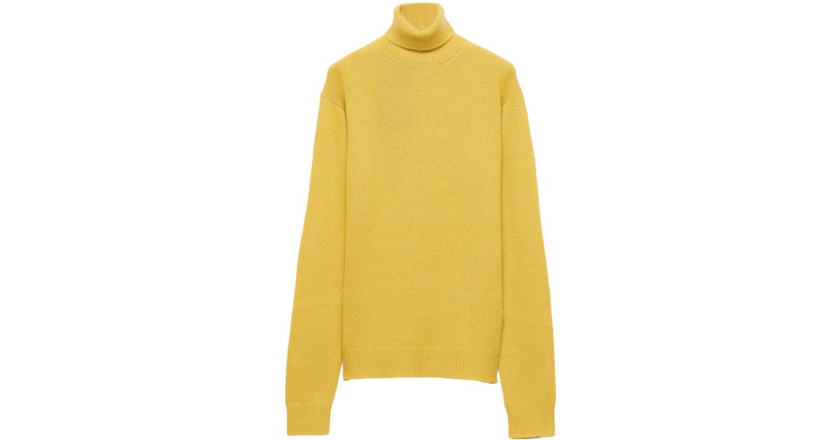 Prada Roll-neck Cashmere Sweater in Yellow for Men | Lyst