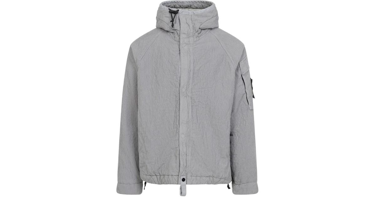 Stone Island Lightweight Jacket With Textured Fabric in Grey for Men ...