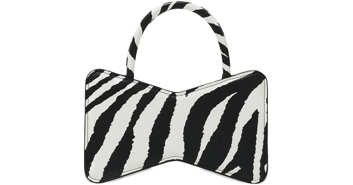 Mach & Mach Zebra-Print Leather Tote Bag in Black | Lyst