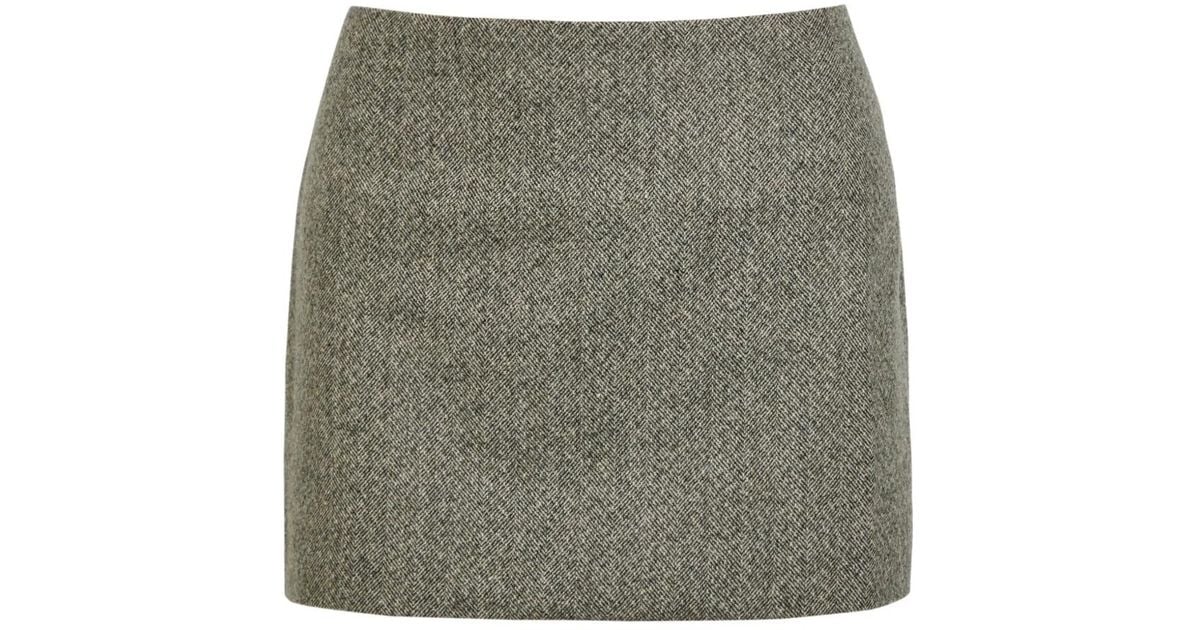 Reformation Carla Herringbone Tweed Mini Skirt in Grey | Lyst UK