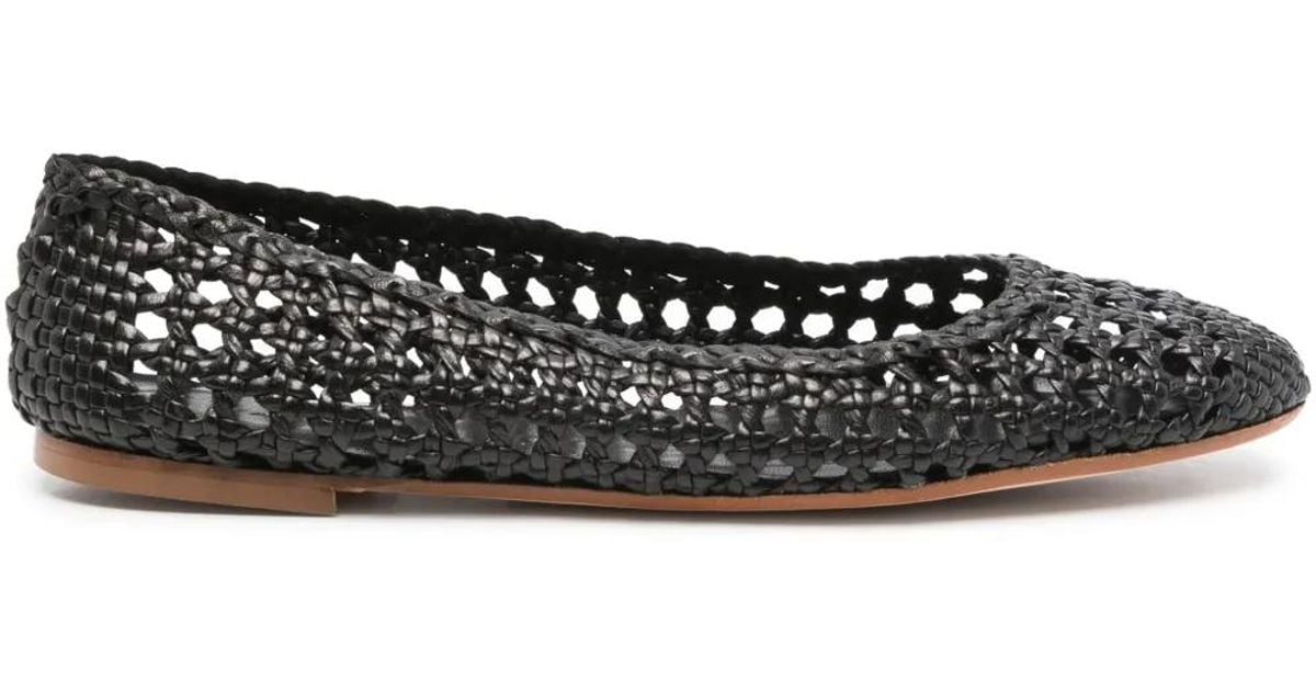 Fabio Rusconi Woven Leather Flats in Black | Lyst
