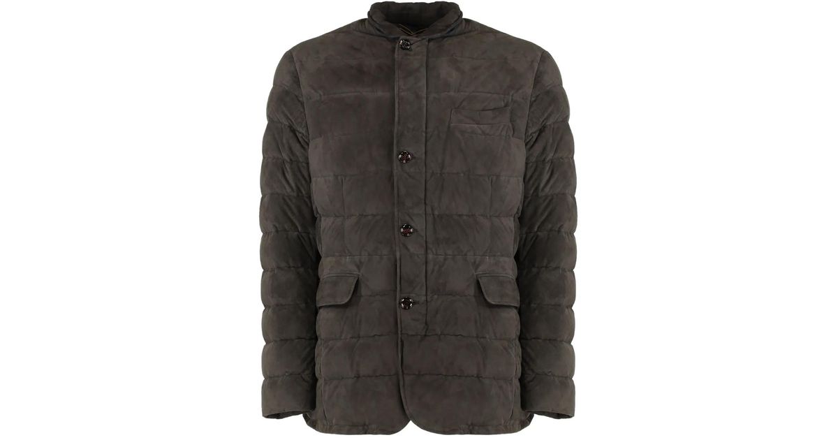 Moorer Suede Quilted Jacket in Black for Men | Lyst