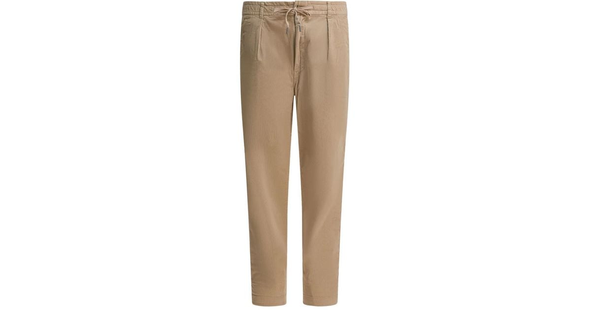 Polo Ralph Lauren Drawstring Pleated Trousers in Natural for Men | Lyst UK