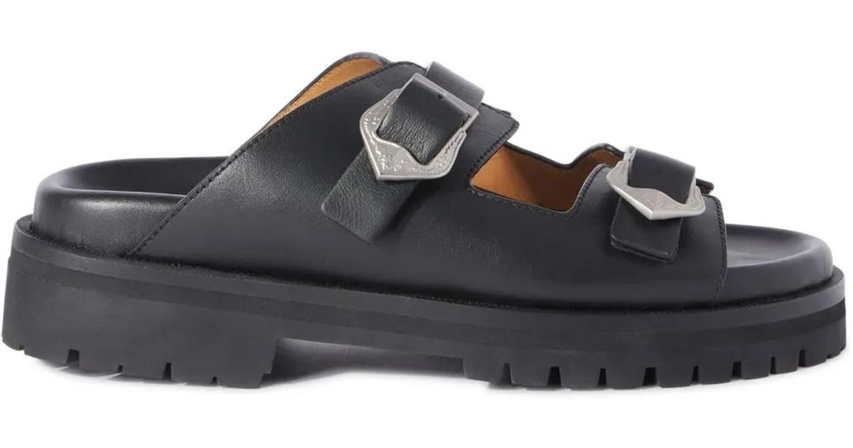 Off-White c/o Virgil Abloh Bulk Arrow Leather Sandals in Black | Lyst