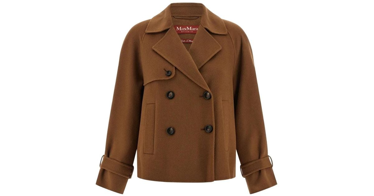 Max Mara Nupar Double-Breasted Jacket in Brown | Lyst UK