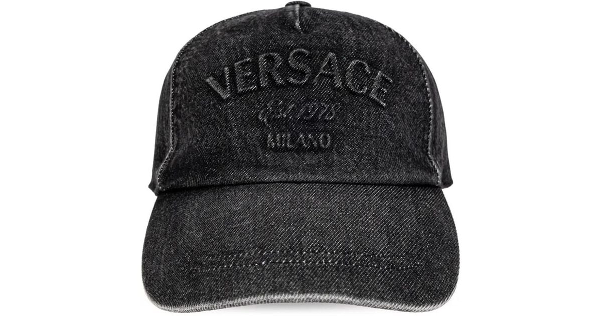 Versace Logo-Embossed Denim Cap in Black for Men | Lyst Canada
