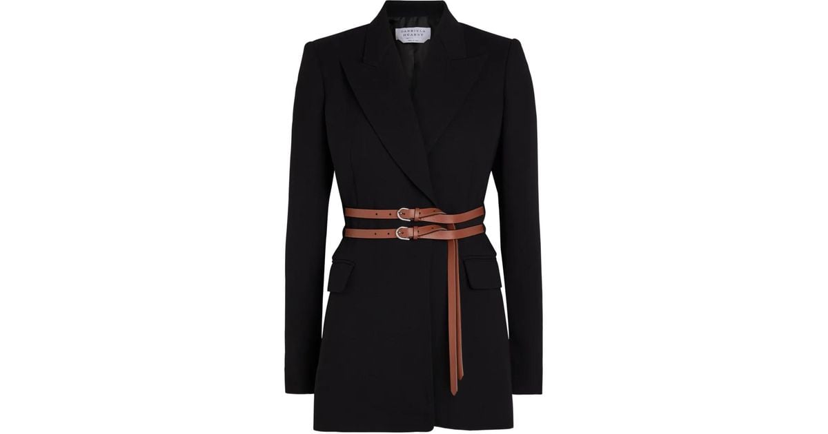 Gabriela Hearst Double-Breasted Belted Blazer in Black | Lyst UK