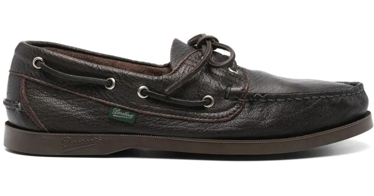 Paraboot Leather Boat Shoes in Black for Men | Lyst UK