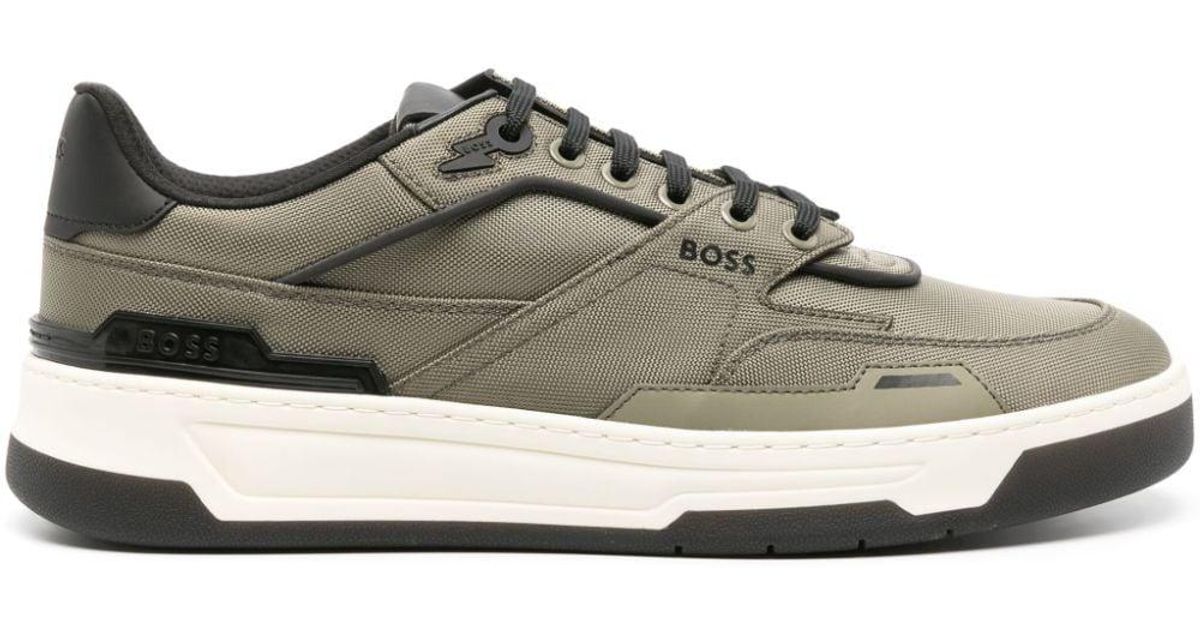 BOSS Baltimore Panelled Sneakers in Green for Men | Lyst